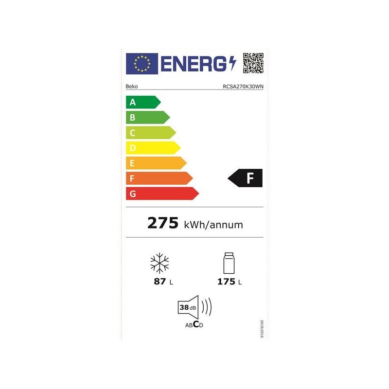 BEKO Réfrigérateur combiné RCSA270K30WN