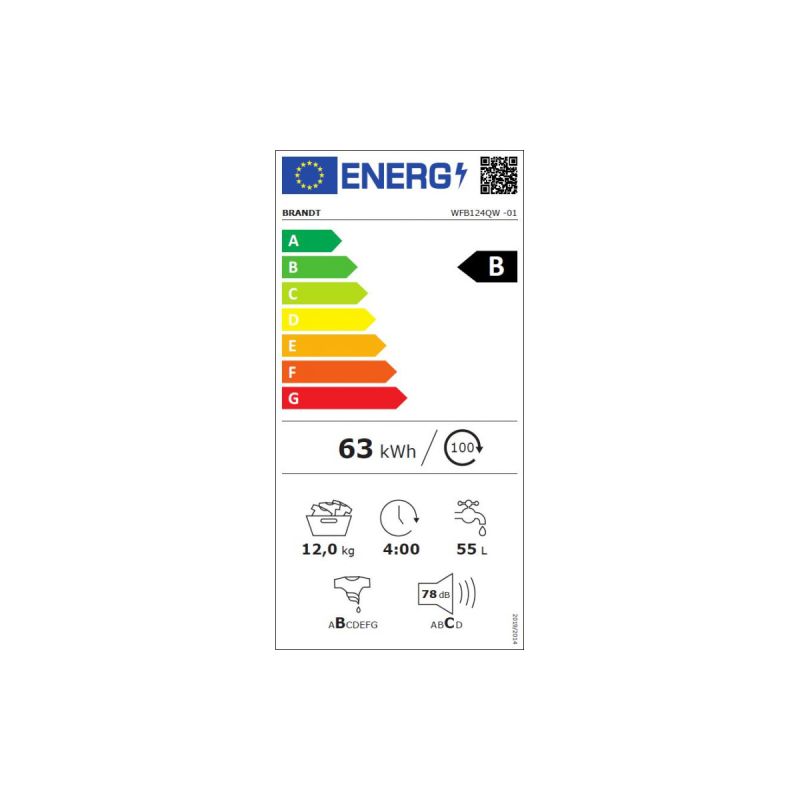 LAVE LINGE POSE LIBRE 12kg / 1400tr/min BRANDT capacité variable ...