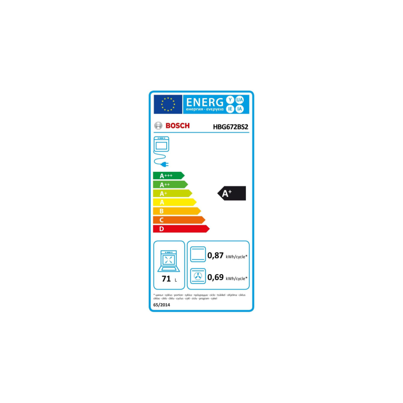 FOUR BOSCH PYROLYSE CLASSE A+ 71 LITRES